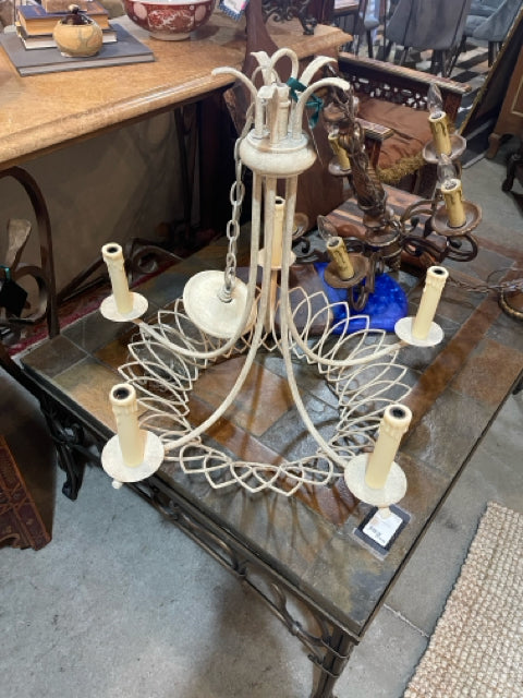 Cream 5 Light Chandeler – McCoys Consign and Design
